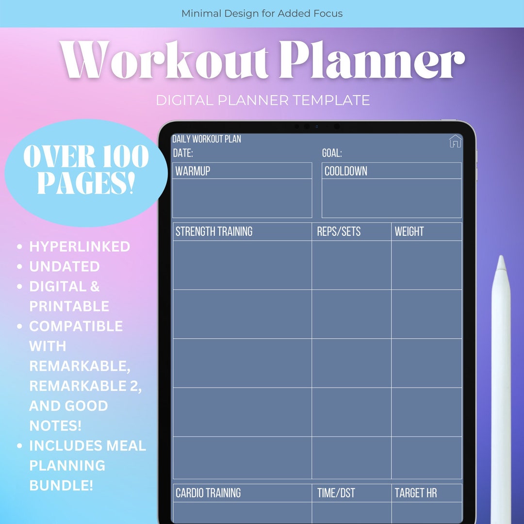 Digital Workout Planner, Workout Planner, Digital Fitness Planner ...