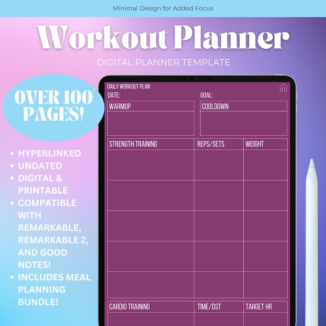 Digital Workout Planner, Workout Planner, Digital Fitness Planner ...