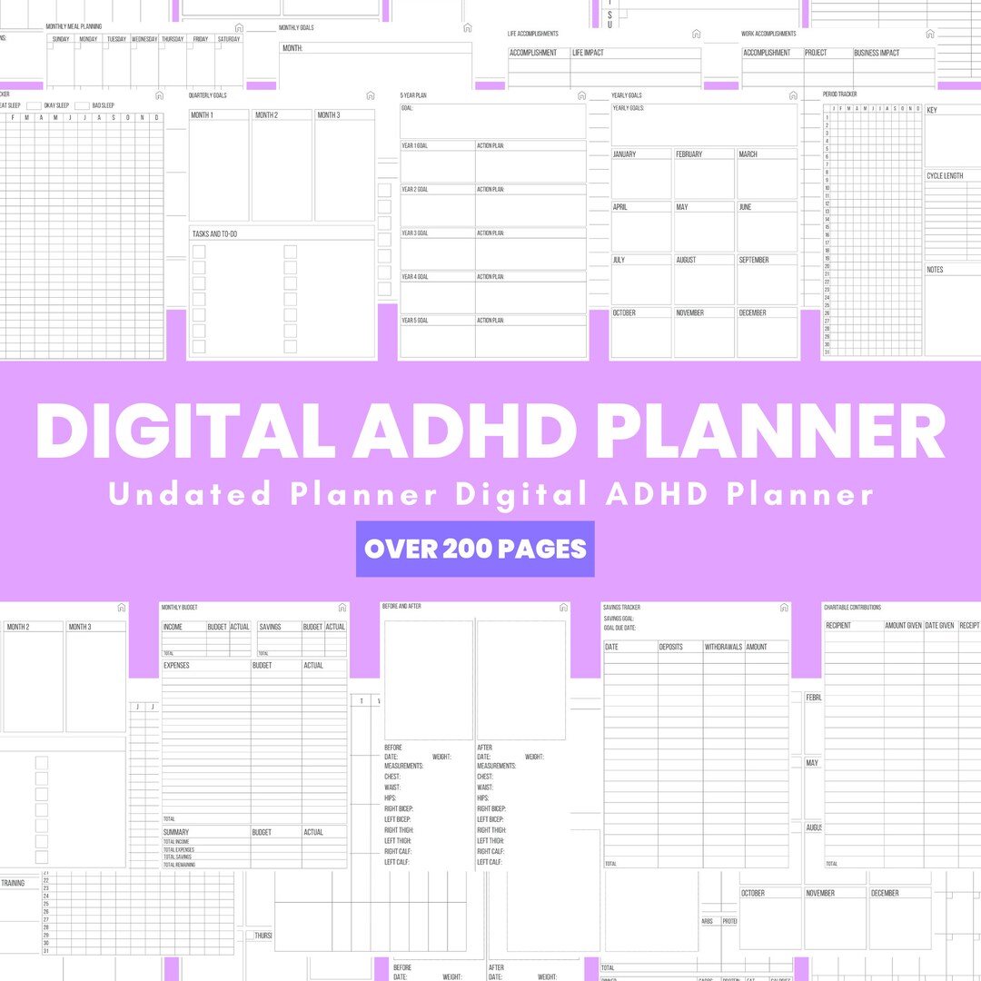 ADHD Planner, ADHD Digital Planner,adhd Planner Printable,adhd Planner ...