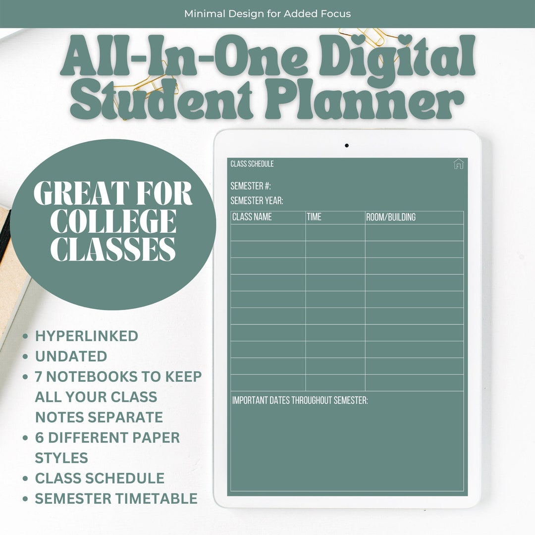 Digital Goodnotes College Student Planner, Minimalist Undated Digital ...