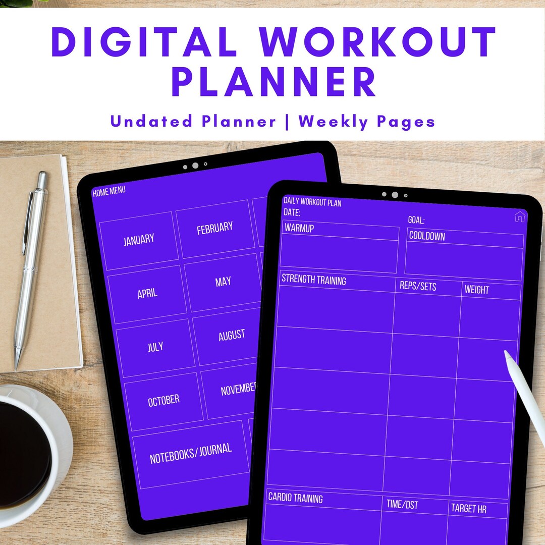 Digital Workout Planner, Workout Planner, Digital Fitness Planner ...