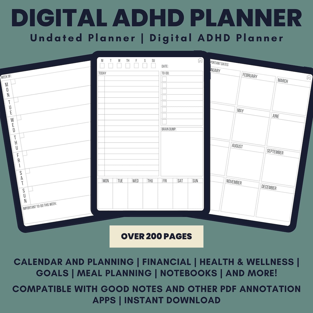 ADHD Planner, ADHD Digital Planner,adhd Planner Printable,adhd Planner ...