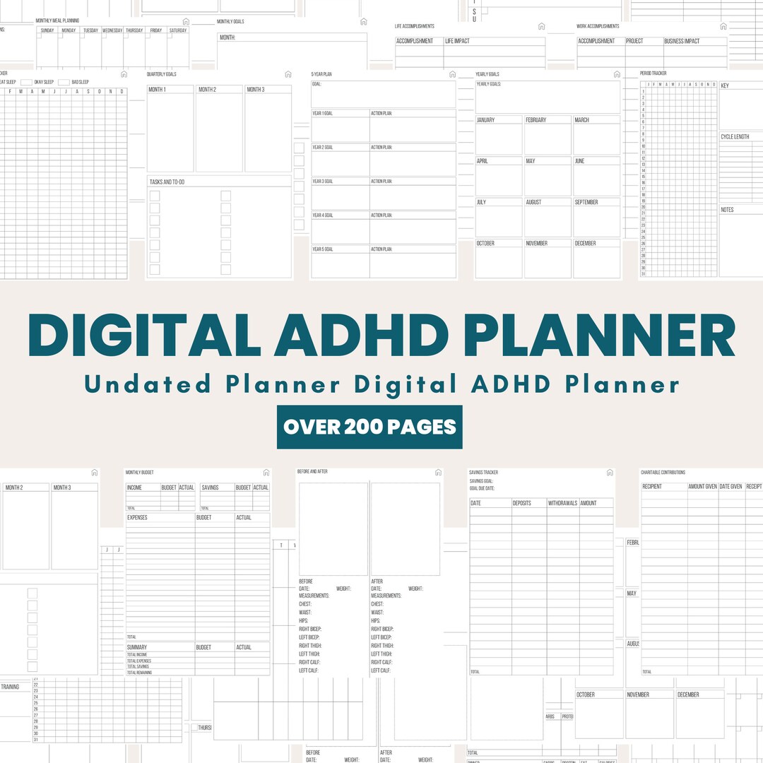 ADHD Planner, ADHD Digital Planner,adhd Planner Printable,adhd Planner ...