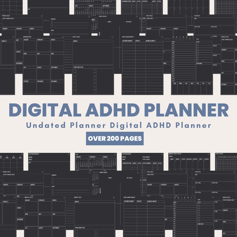 ADHD Planner, ADHD Digital Planner, Dark Digital Planner,adhd Planner ...
