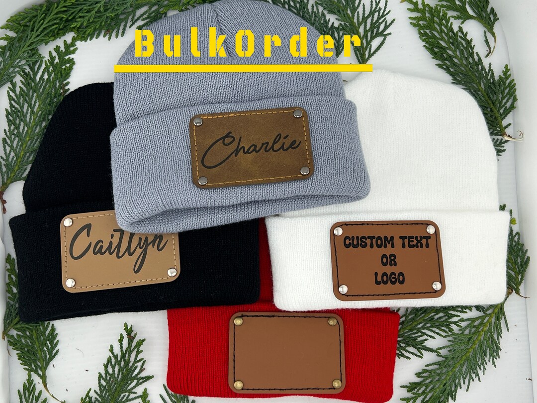 Bulk Custom Leather Beanies, Personalized Hats With Names, Skull Caps ...