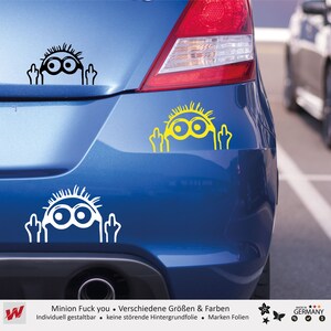 Middelvinger Cartoon Minions - Sticker voor voertuigen - Vinyl Sticker ...