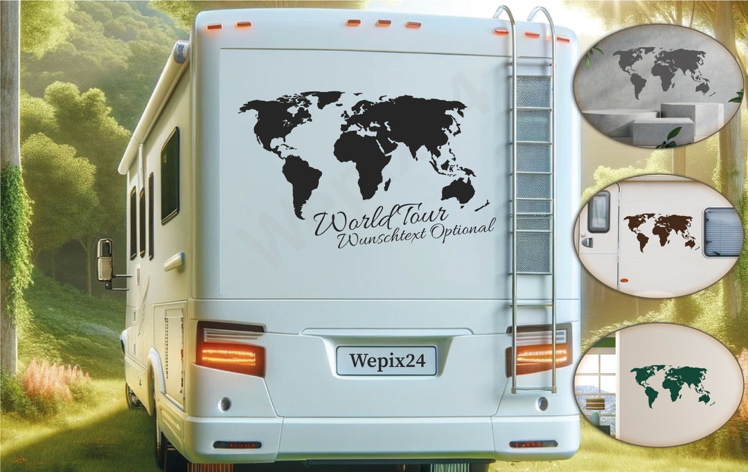 World Map Motorhomes Caravan Sticker Camping Holiday Car & More Self ...