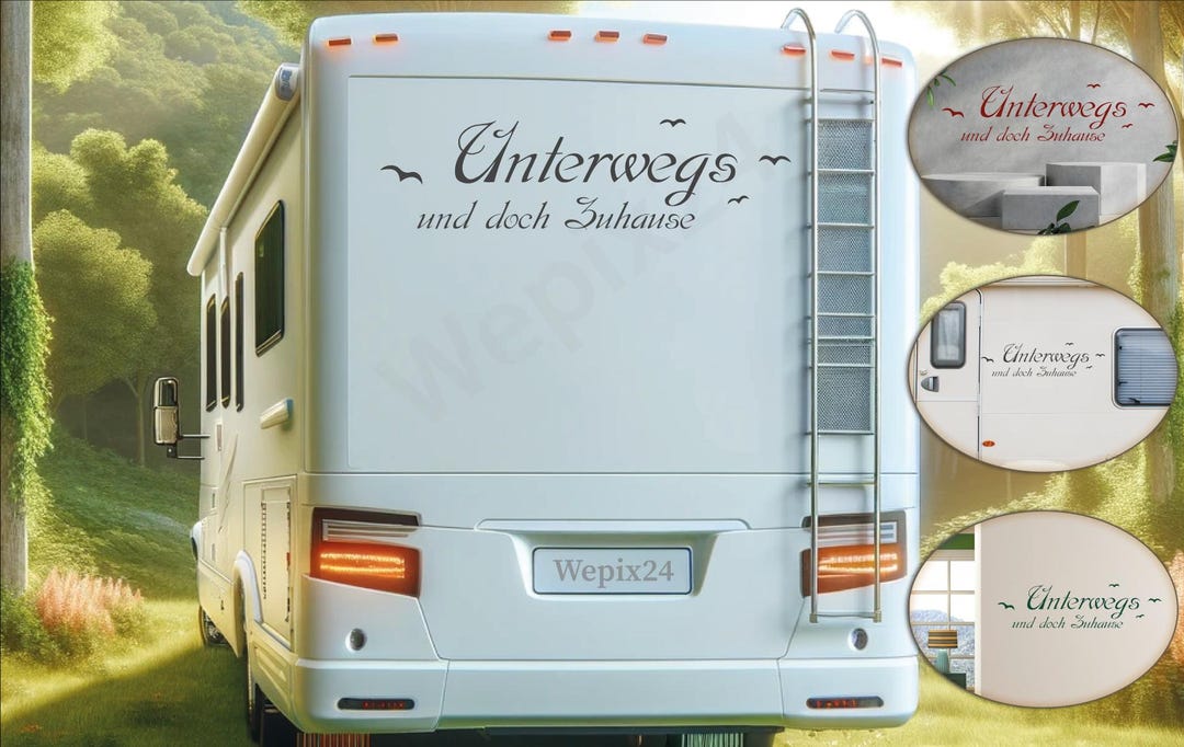 Unterwegs und doch Zuhause! | Wohnmobile Wohnwagen Aufkleber | Camping ...