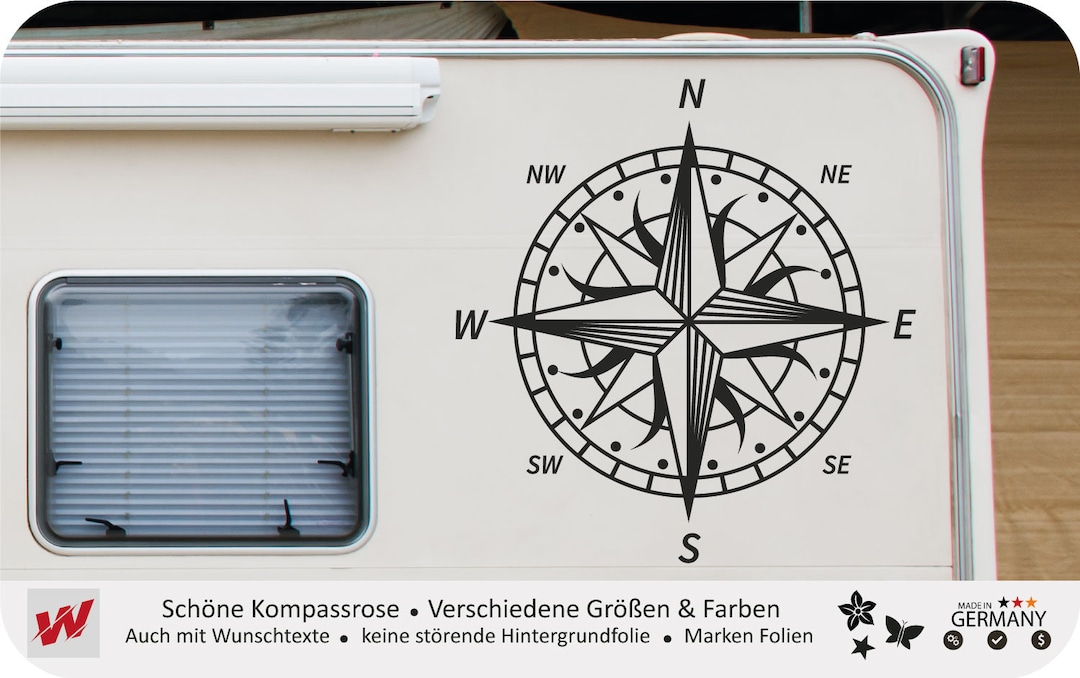 Compass Rose RV Camping Sticker Wall Decal Windrose Caravan Car & More ...