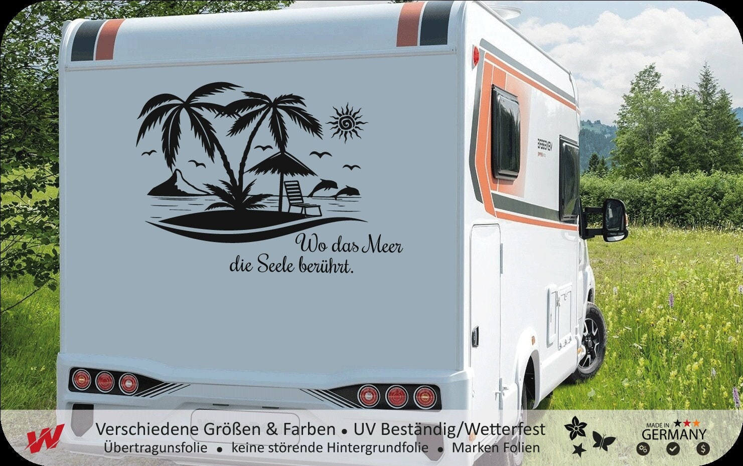 Wo das Meer... Wohnmobile Wohnwagen Aufkleber Camping Urlaub Auto ...