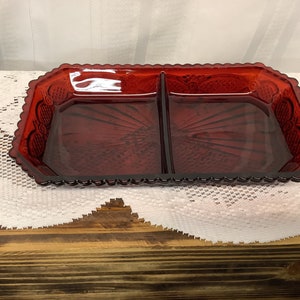 Vintage Avon Ruby Red Cap Cod Divided Relish Dish - Ruby Red Tray ...