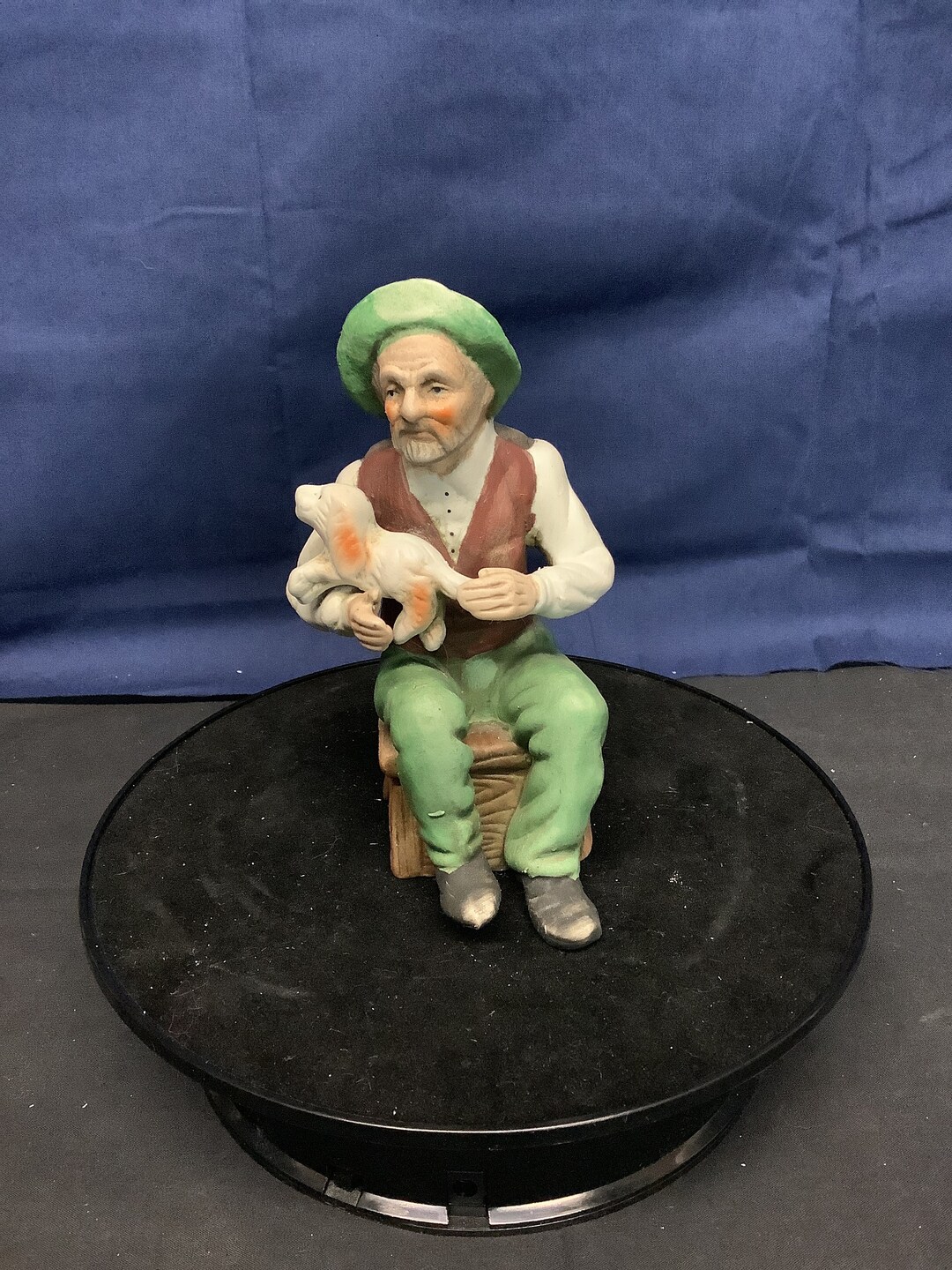 Vintage Bisque Man With Dog Figurine - Etsy