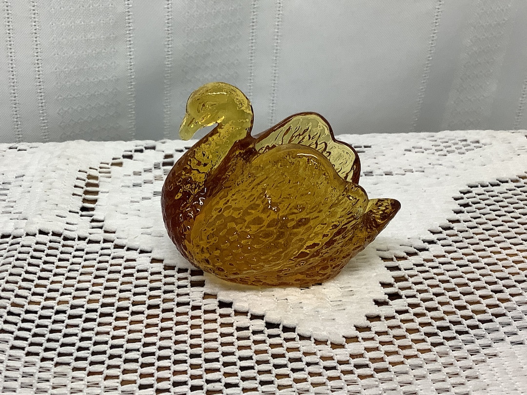 Vintage Amber Swan. Glass Amber Swan. Small Glass Swan. - Etsy