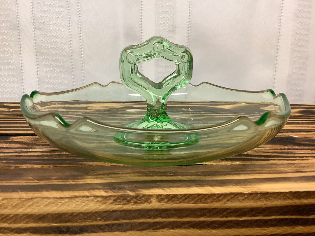 Uranium Candy Dish With Center Handle. - Etsy