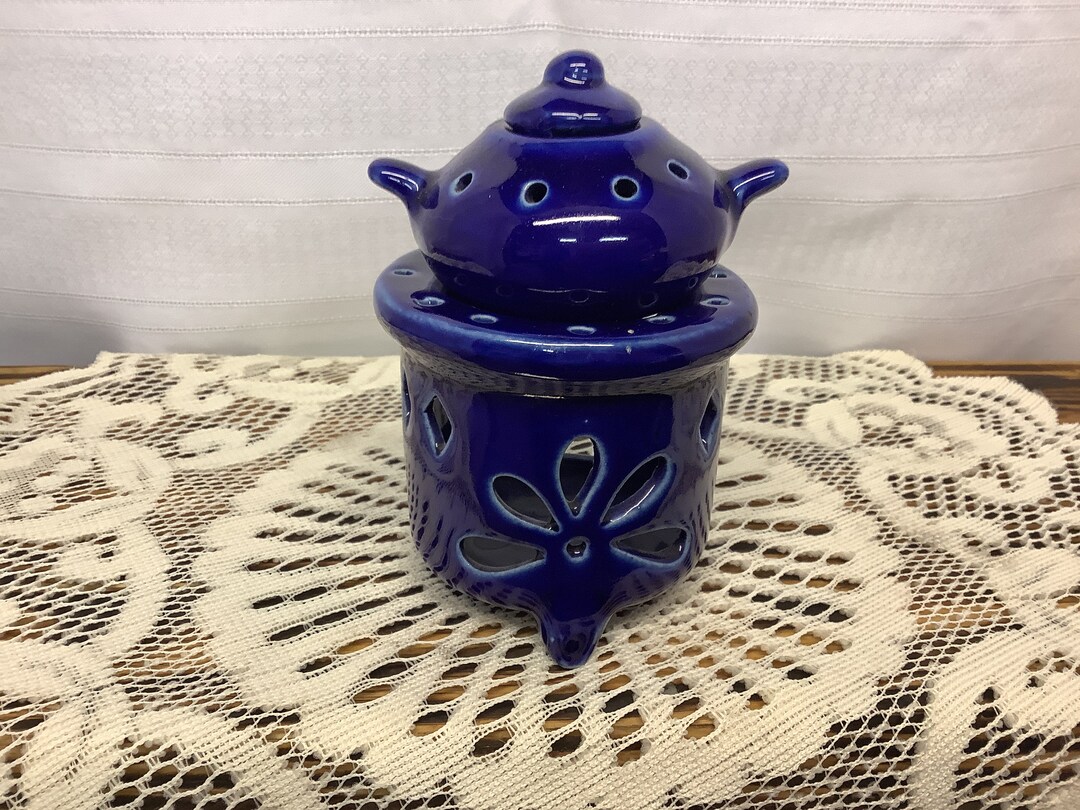Vintage Cobalt Blue Potpourri Burner - Etsy