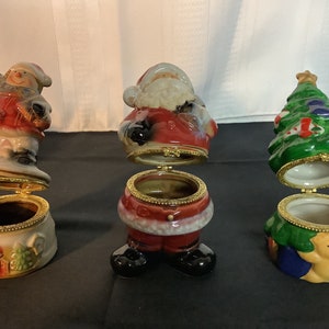 Santa OR Christmas Tree OR Snowman Trinket Boxes, Ring Box, Hinged ...