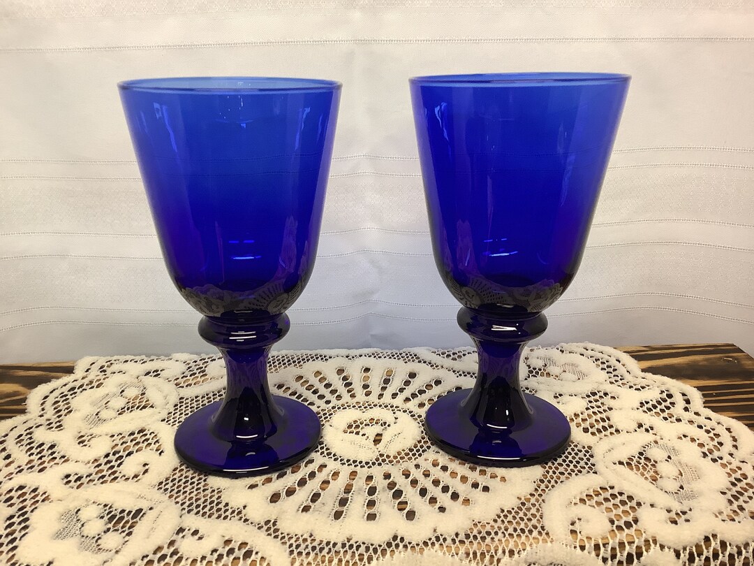 Vintage Libby Cobalt Deep Blue Heavy Glass Goblets-set of 2 - Etsy