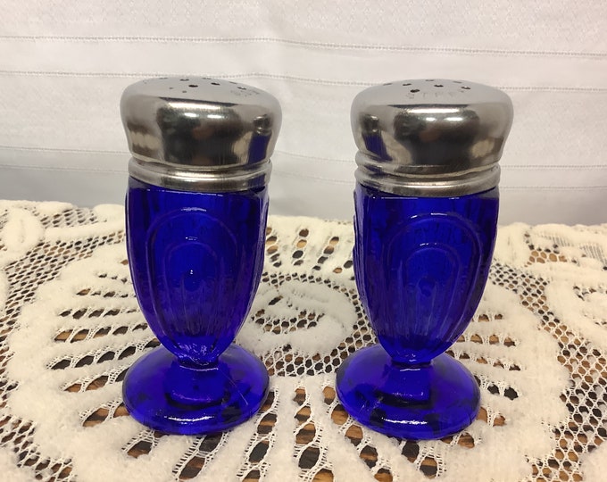 Vintage Cobalt Blue Victorian Salt and Pepper Shaker Set - Etsy