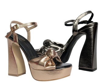 New Designer PLATFORM High Block HEELS SANDALS Handmade - Etsy