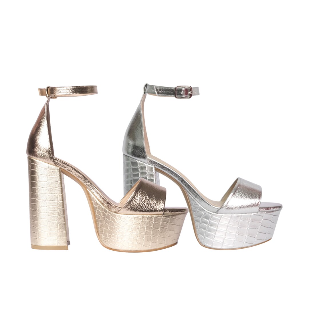 New Designer PLATFORM High Block HEELS SANDALS Handmade - Etsy