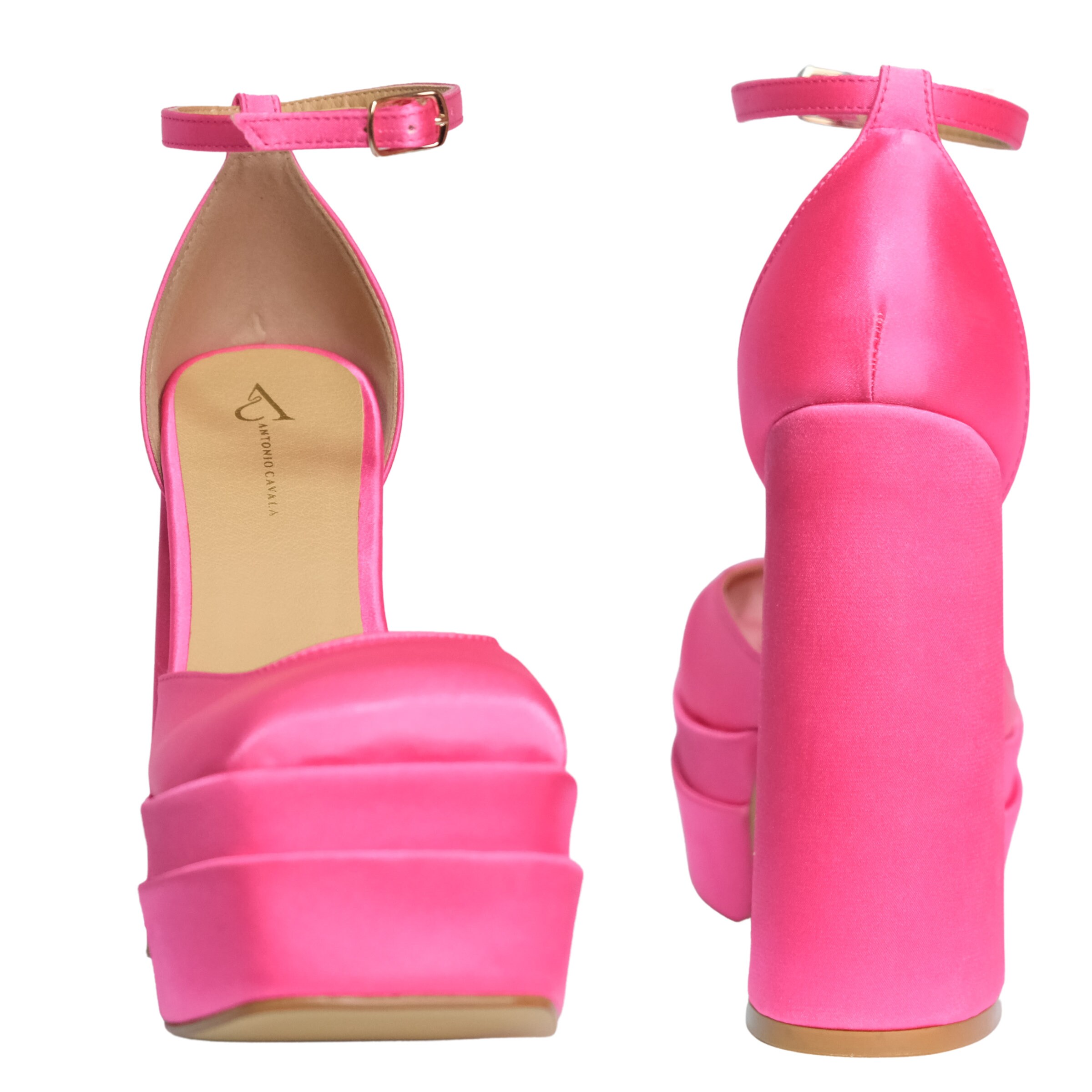 Designer Double PLATFORM High Block HEELS Satin PUMPS Handmade 5100 - Etsy