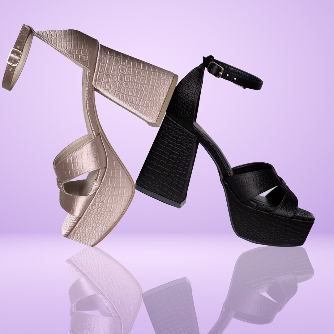 PLATFORM High Block HEELS SANDALS Ultra Comfort - Etsy