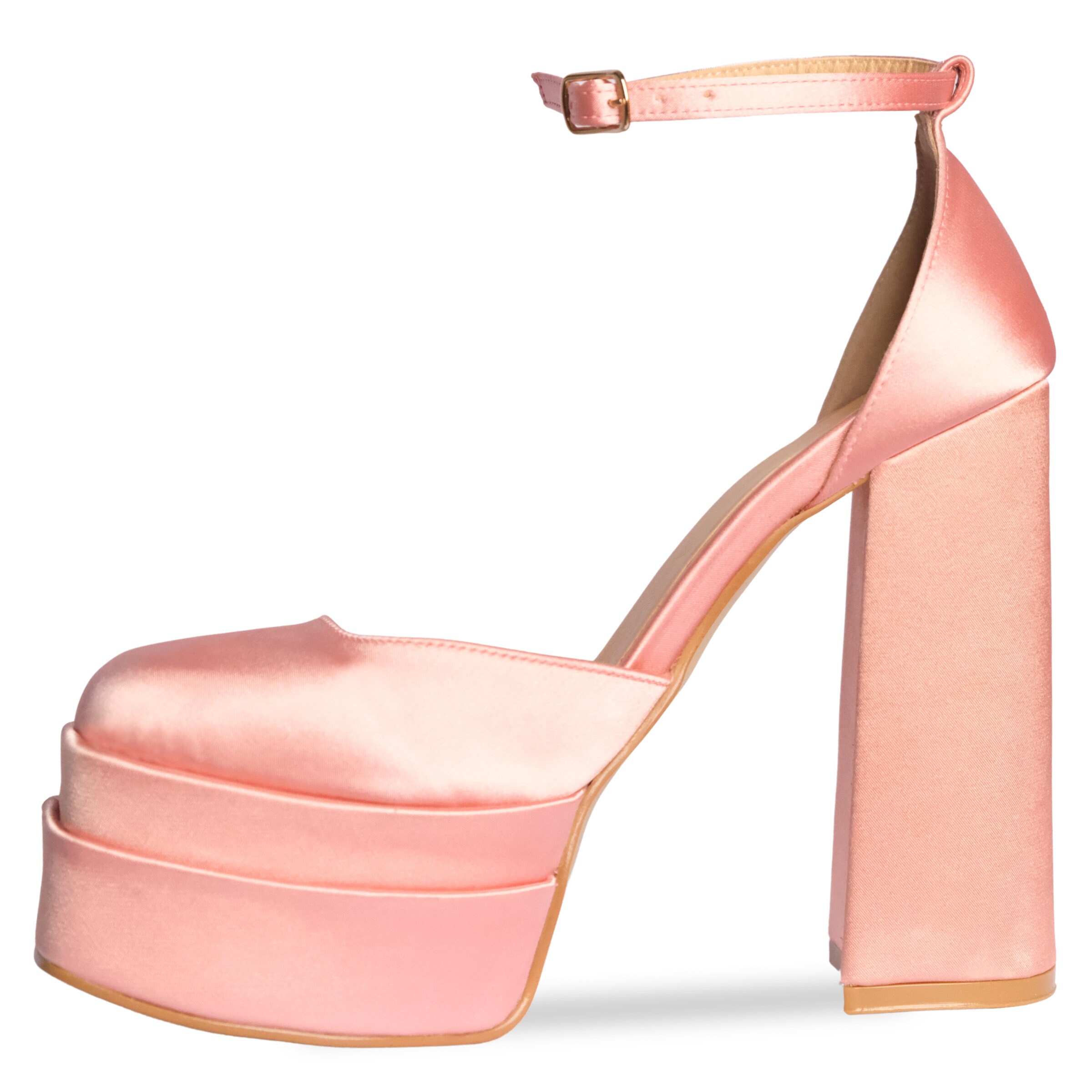 Designer Double PLATFORM High Block HEELS Satin PUMPS Handmade - Etsy