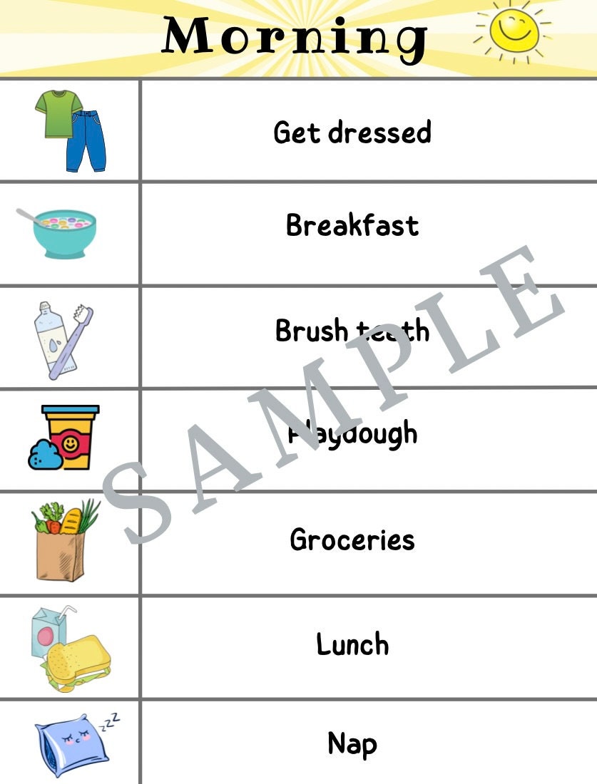 Chore Chart, Visual Schedule, Daily Schedule, Daily Routine Checklist ...