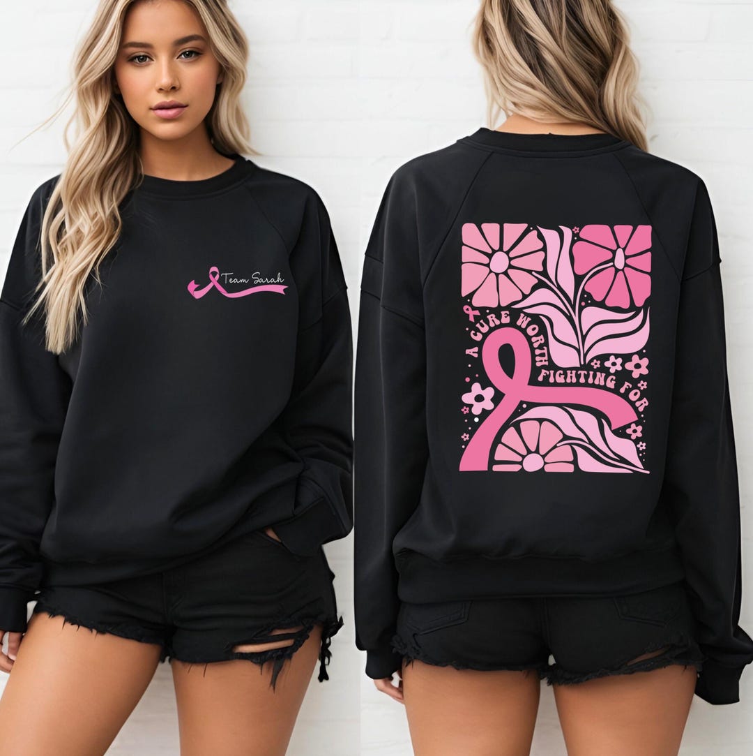Personalized Breast Cancer Support Sweatshirt, Cancer Survivor Gift ...