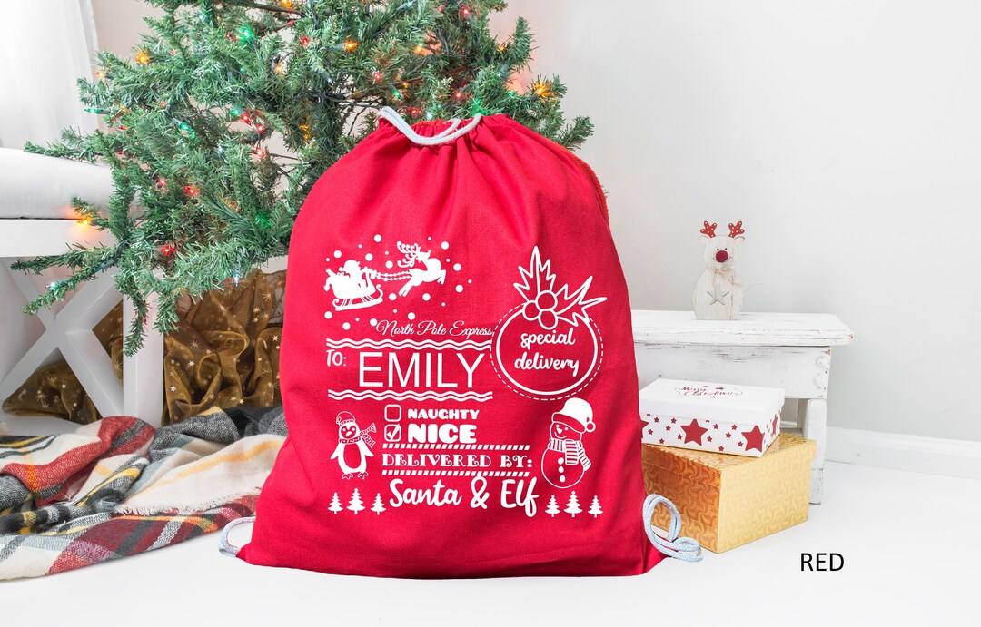 Personalized Christmas Bag, Christmas Gift Bag, Personalized Santa Sack ...