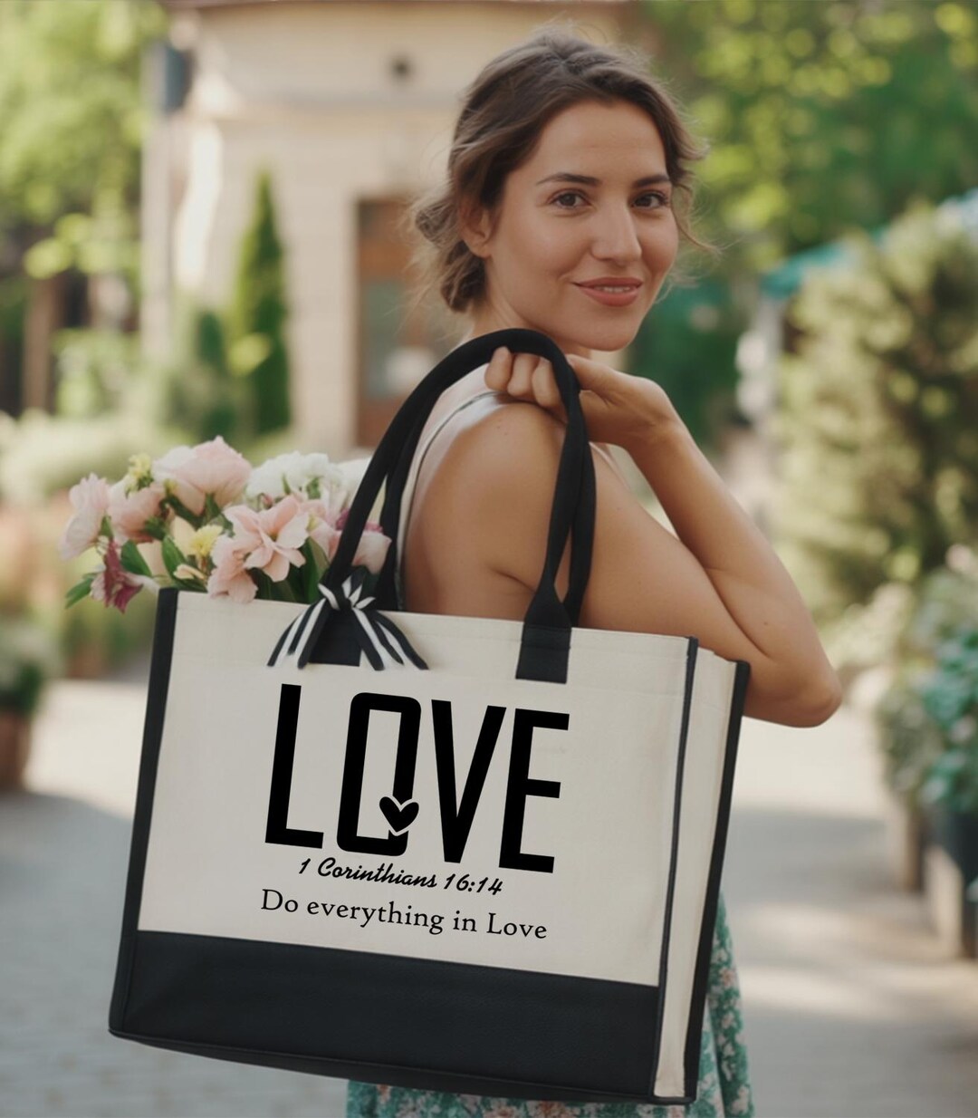 Love 1 Corinthians 16:14 Tote Bag, Bible Verse Bag, Christian Tote Bag ...