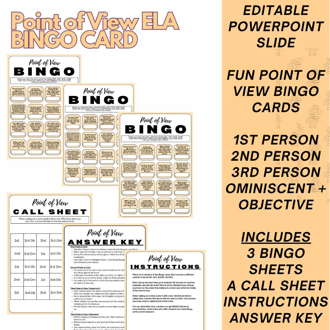 Point of View Bingo Cards | Reading BINGO Games | ELA Bingo Cards ...
