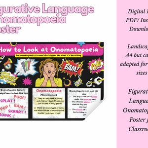 Figurative Language Onomatopoeia Poster | Onomatopoeia Poster Display ...