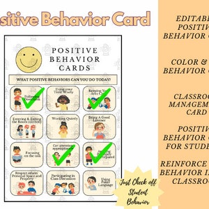 Positive Behavior Card Printable Positive Behavior Task Cards Printable ...