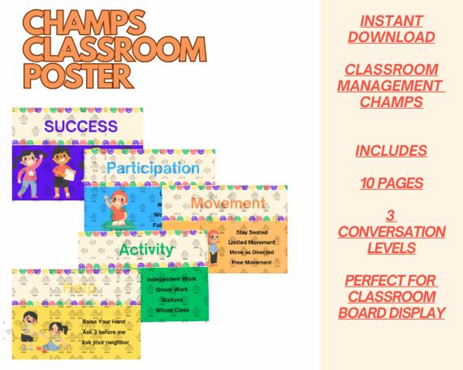 CHAMPS Poster Classroom | Teacher CHAMP Expectations | Classroom ...