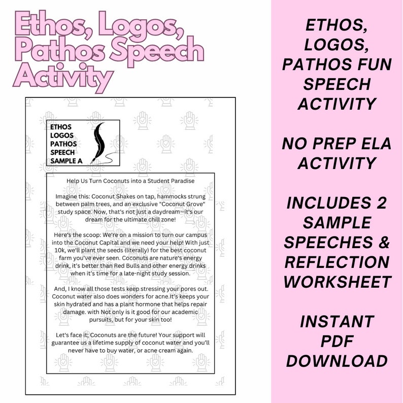 Ethos Logos Pathos Fun Speech Activity | Ethos Logos Pathos Activity ...