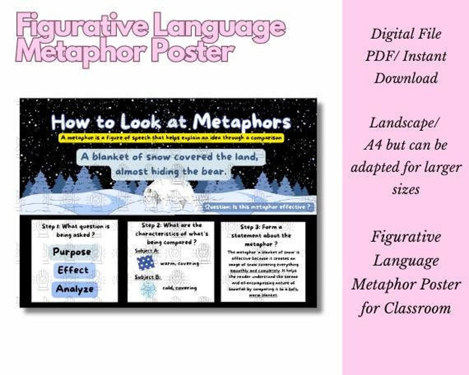 Figurative Language Metaphor Poster | Metaphor Poster | Metaphor ...