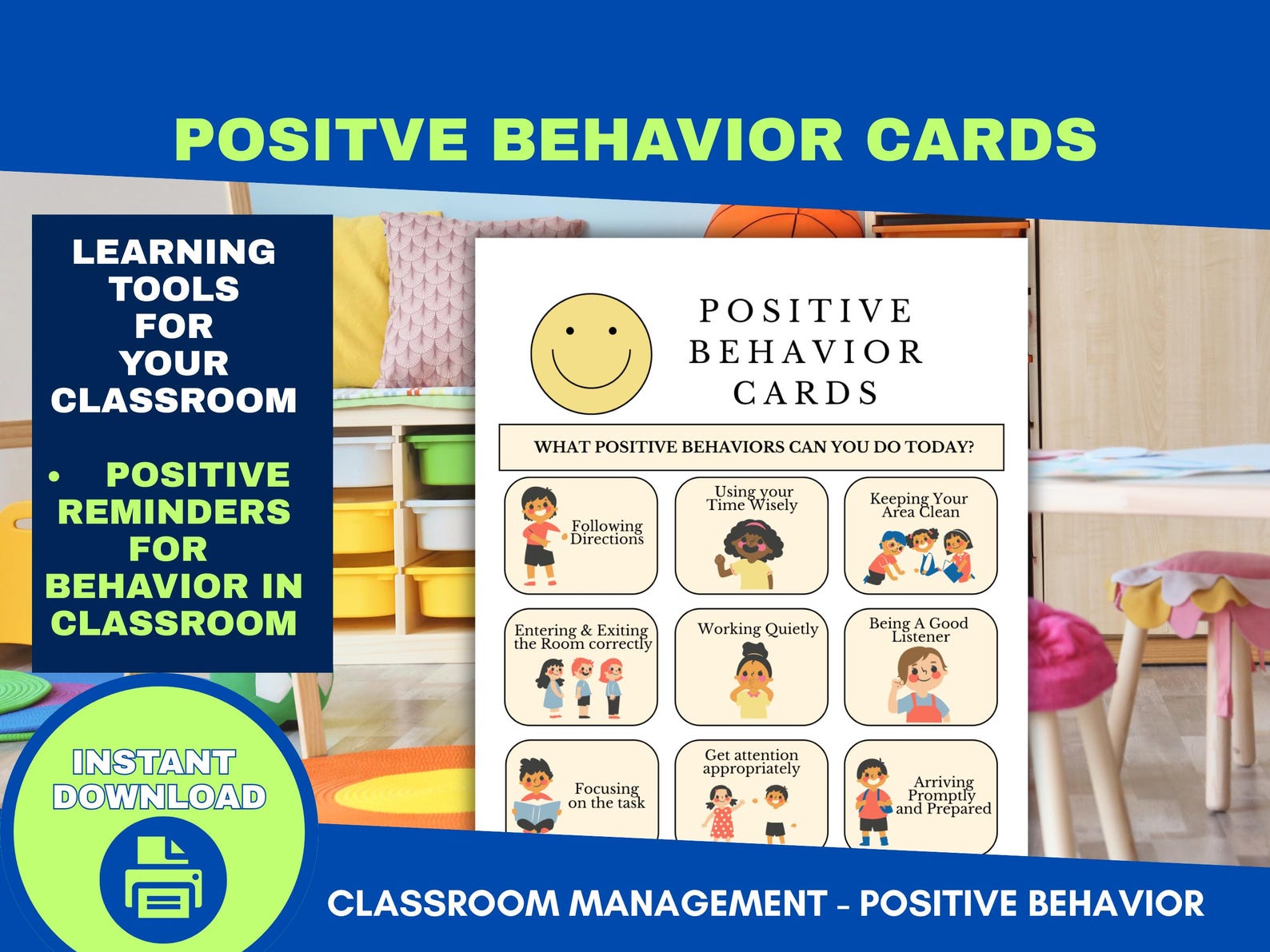 Positive Behavior Card Printable | Positive Behavior Task Cards ...