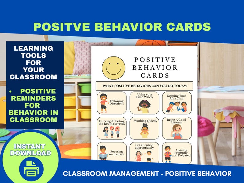 Positive Behavior Card Printable | Positive Behavior Task Cards ...