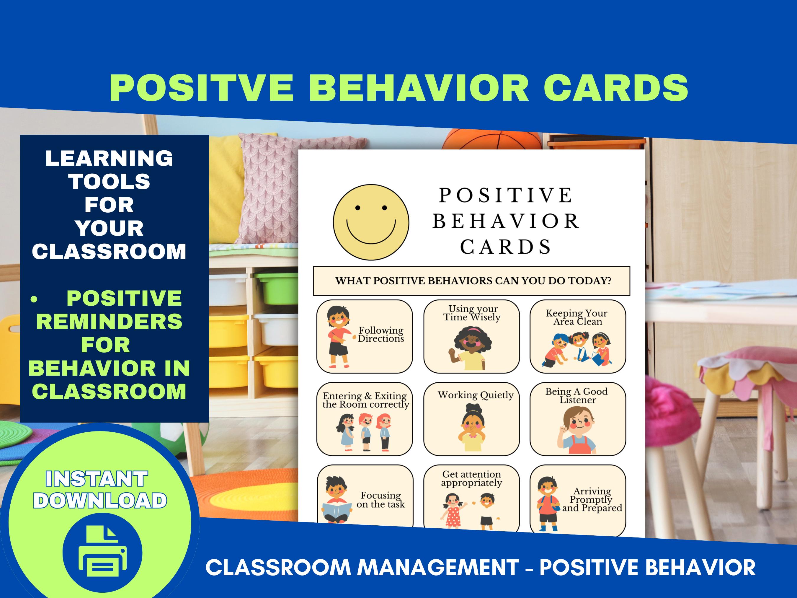 Positive Behavior Card Printable | Positive Behavior Task Cards ...