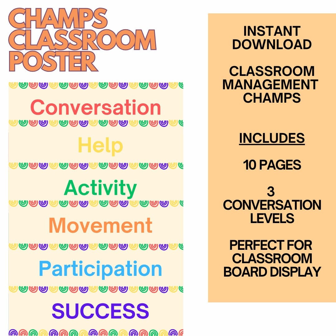CHAMPS Poster Classroom Teacher CHAMP Expectations - Etsy