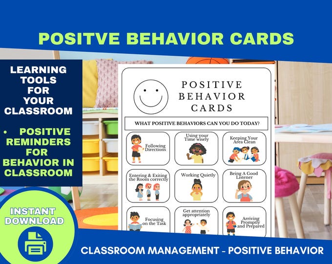Printable Behavior Cue Cards: Calming Strategies, Classroom Management ...