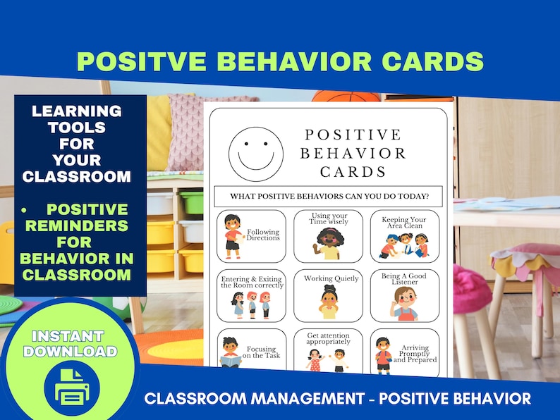 Positive Behavior Card Printable | Positive Behavior Task Cards ...