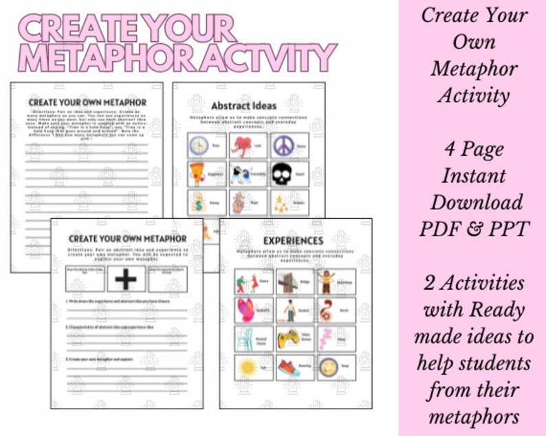 Create Your Own Metaphor Activity | Create Your Own Metaphor Activity | Metaphor Activity PDF ...