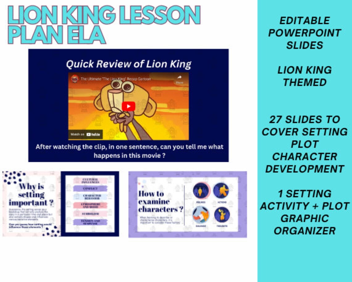 Lion King Powerpoint PDF Lion King Lesson Plan Middle School Lion King ...