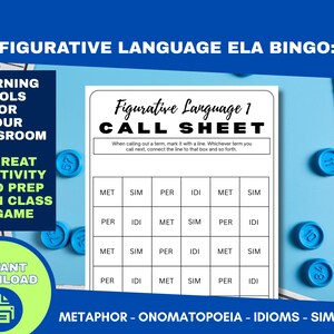 ELA Classroom Bingo for Middle School | ELA Bingo Middle School Cards ...