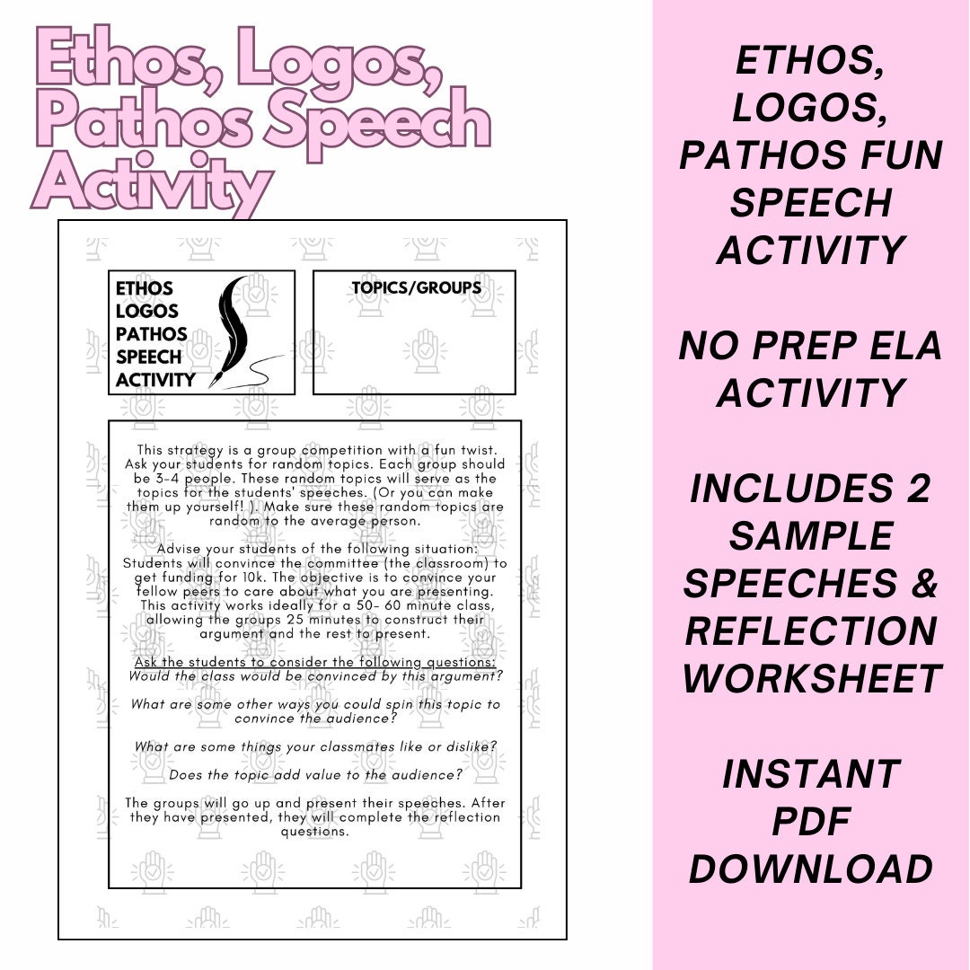 Ethos Logos Pathos Fun Speech Activity | Ethos Logos Pathos Activity ...