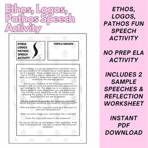 Ethos Logos Pathos Fun Speech Activity | Ethos Logos Pathos Activity ...