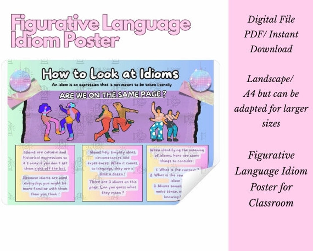 Figurative Language Idiom Poster| Idiom Poster Ideas | Idioms Poster ...