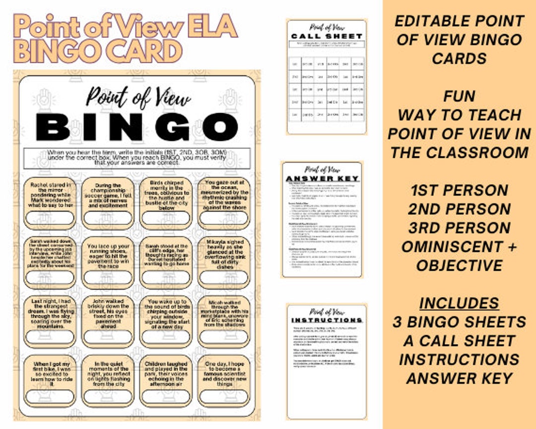 Point of View Bingo Cards | Reading BINGO Games | ELA Bingo Cards ...